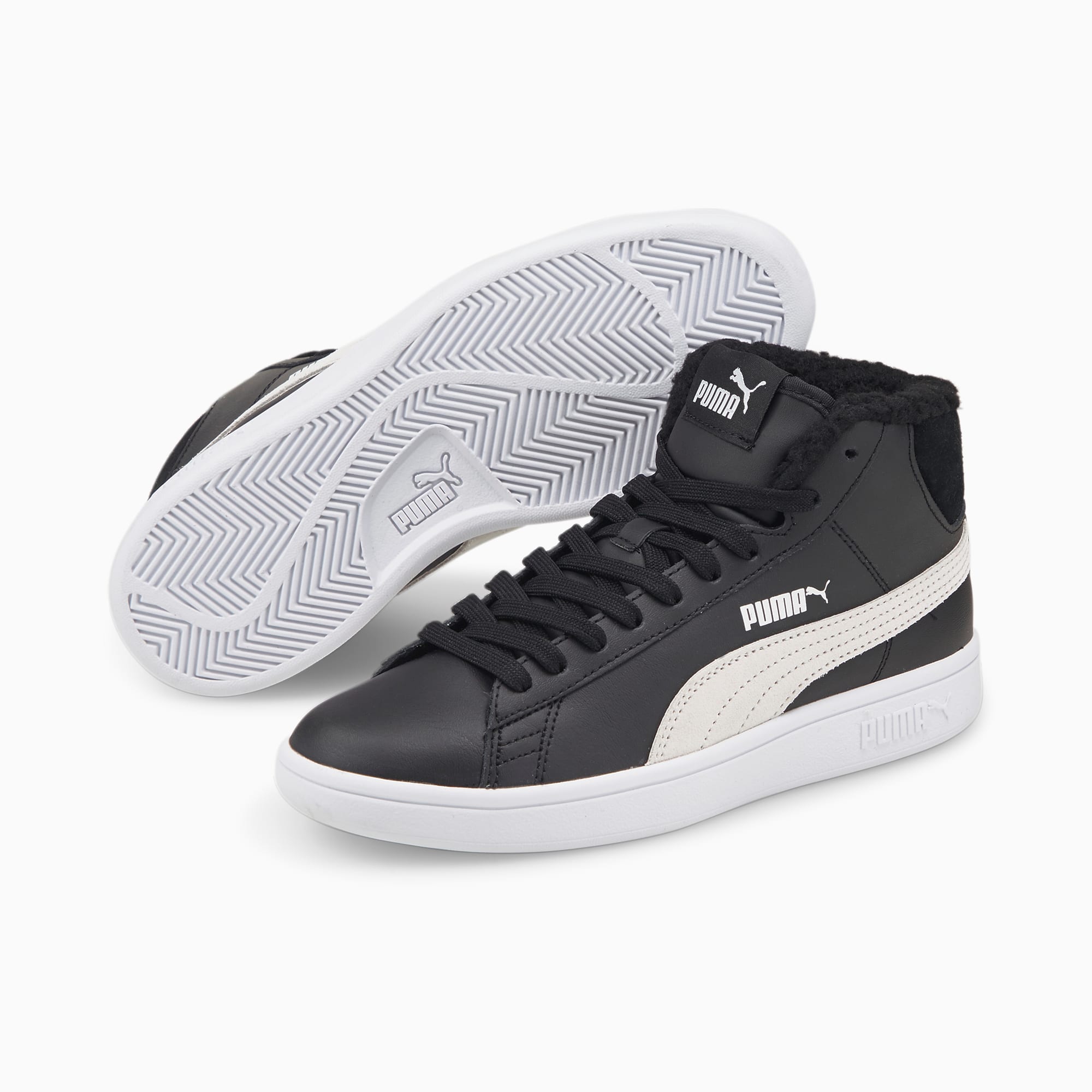 Puma Smash V2 Mid Fur Wit/Zwart (366895-02)