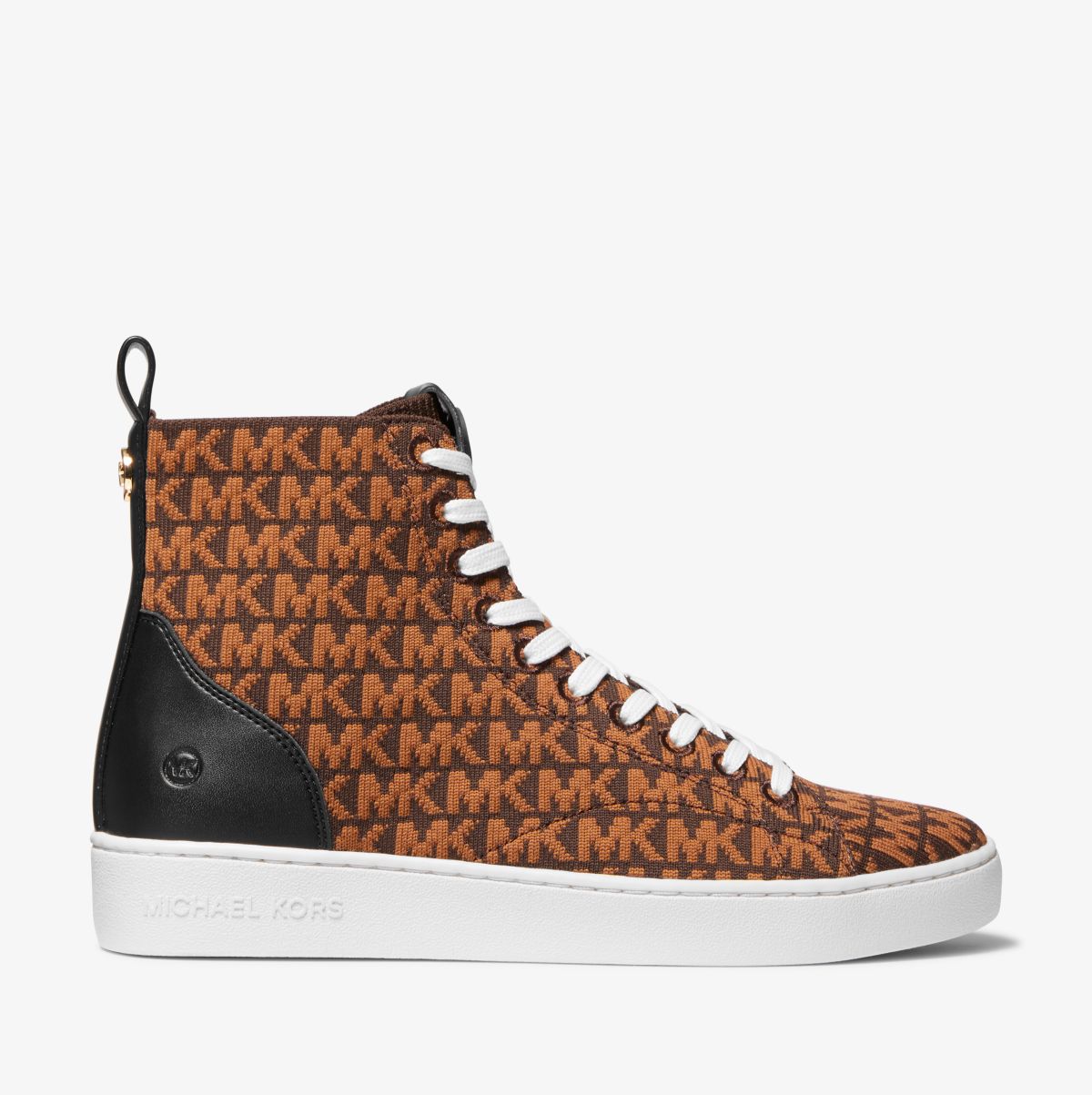 Michael Kors MK Edie Logo Knit High-Top Sneaker - Brown Multi ...