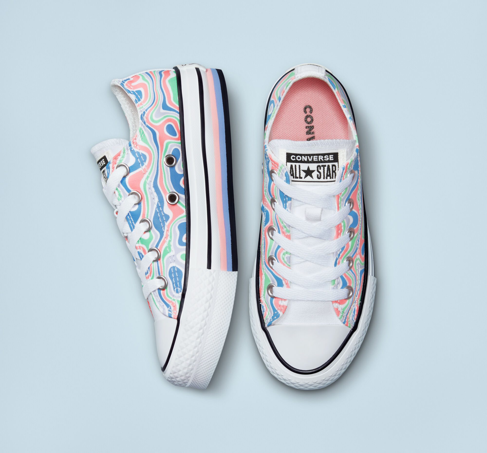 Converse Chuck Taylor All Star Lift Platform Color Swirl Bleached Coral ...