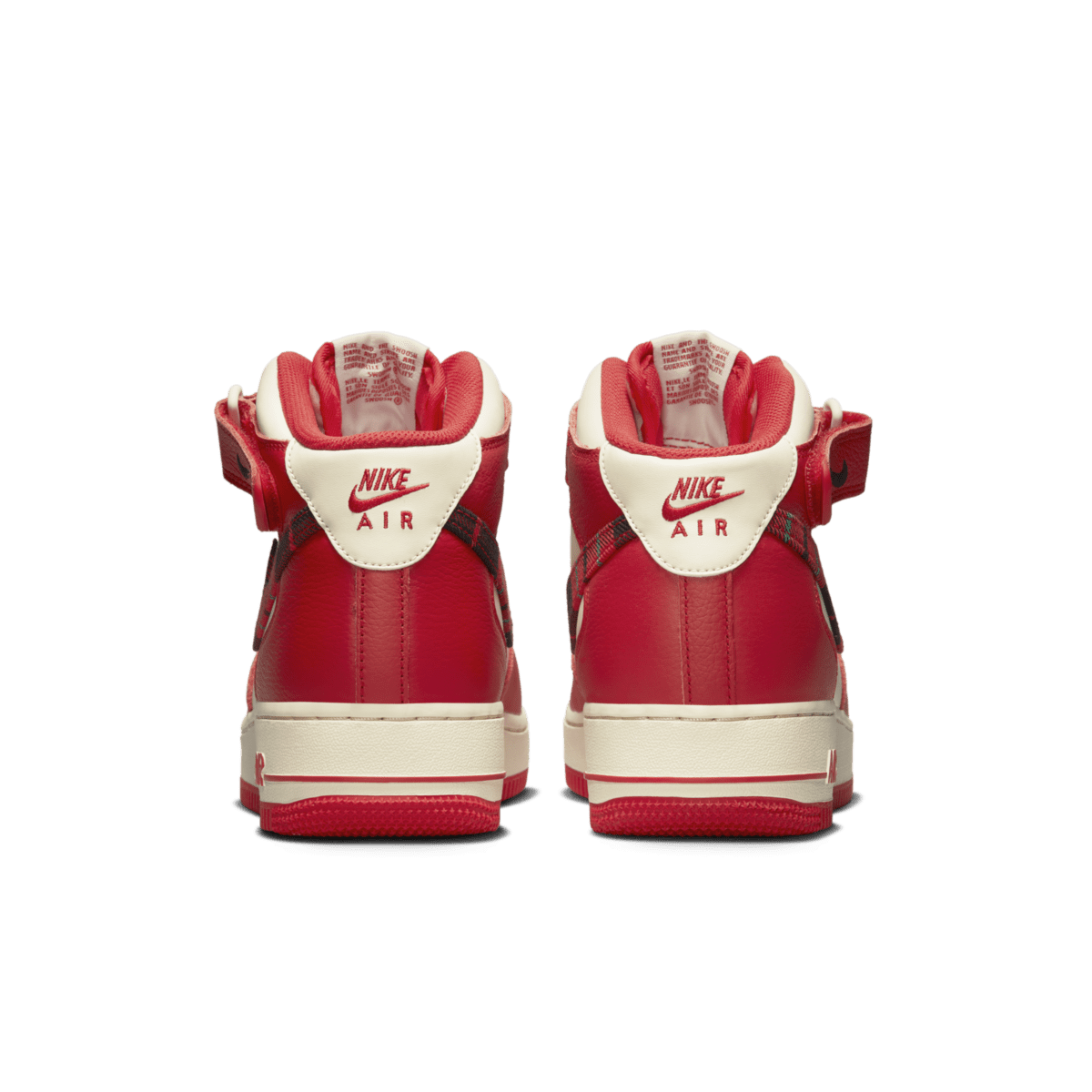 Nike Air Force 1 Mid ’07 LX Plaid Cream Red Pale Ivory / University Red ...