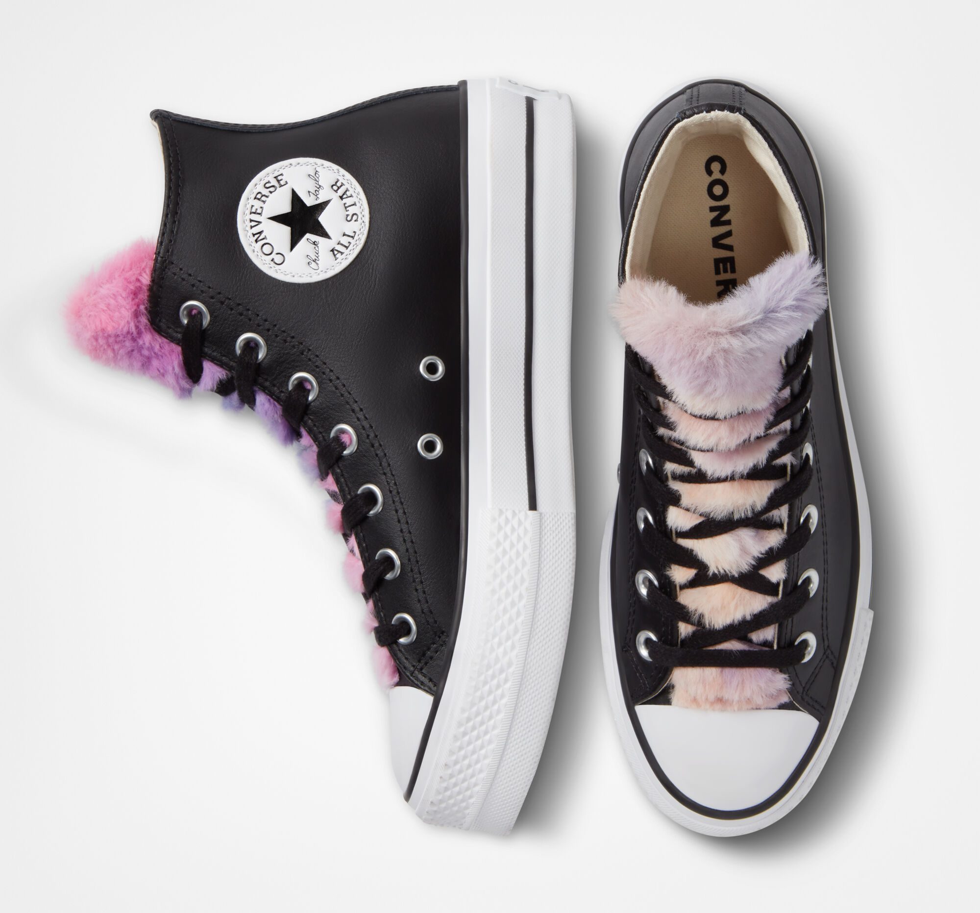 Converse Chuck Taylor All Star Lift Platform Rainbow Fur Zwart Bont Met ...