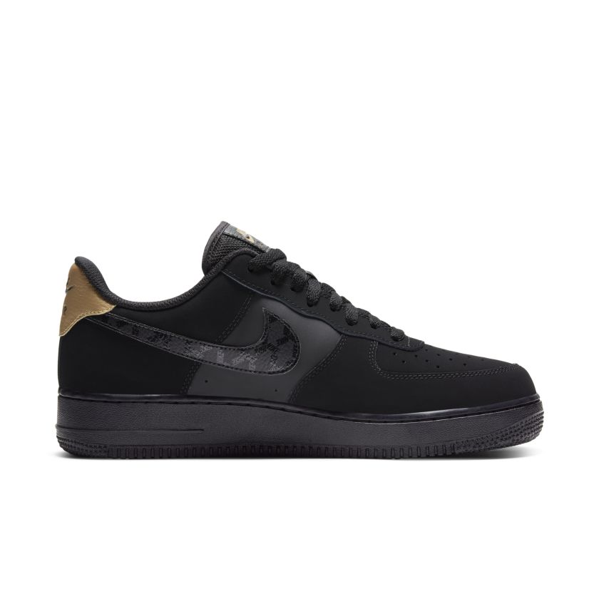 Nike Air Force 1 Low Nubuck Black Metallic Gold (2021) (DH2473-001)