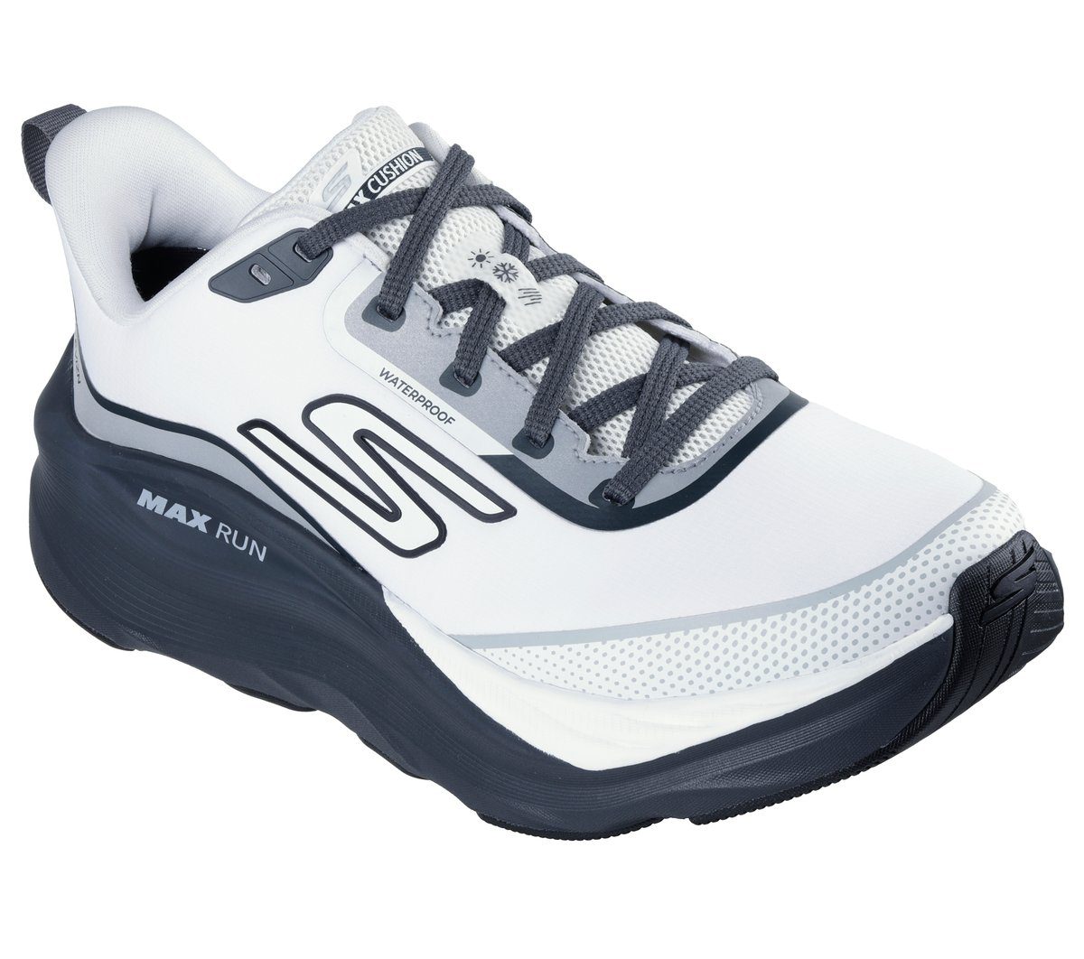 Skechers Max Cushioning Max Run - Vorteza - Wit / Houtskool (221003-WCC)
